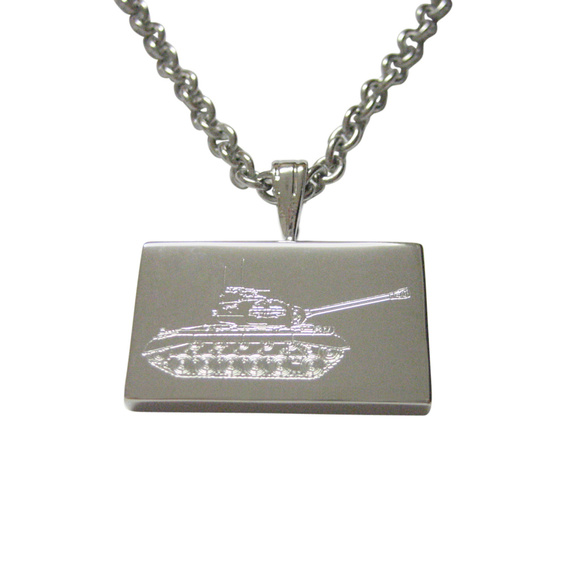 Kiola Designs | Jewelry | Silver Toned Etched Simple Tank Pendant ...